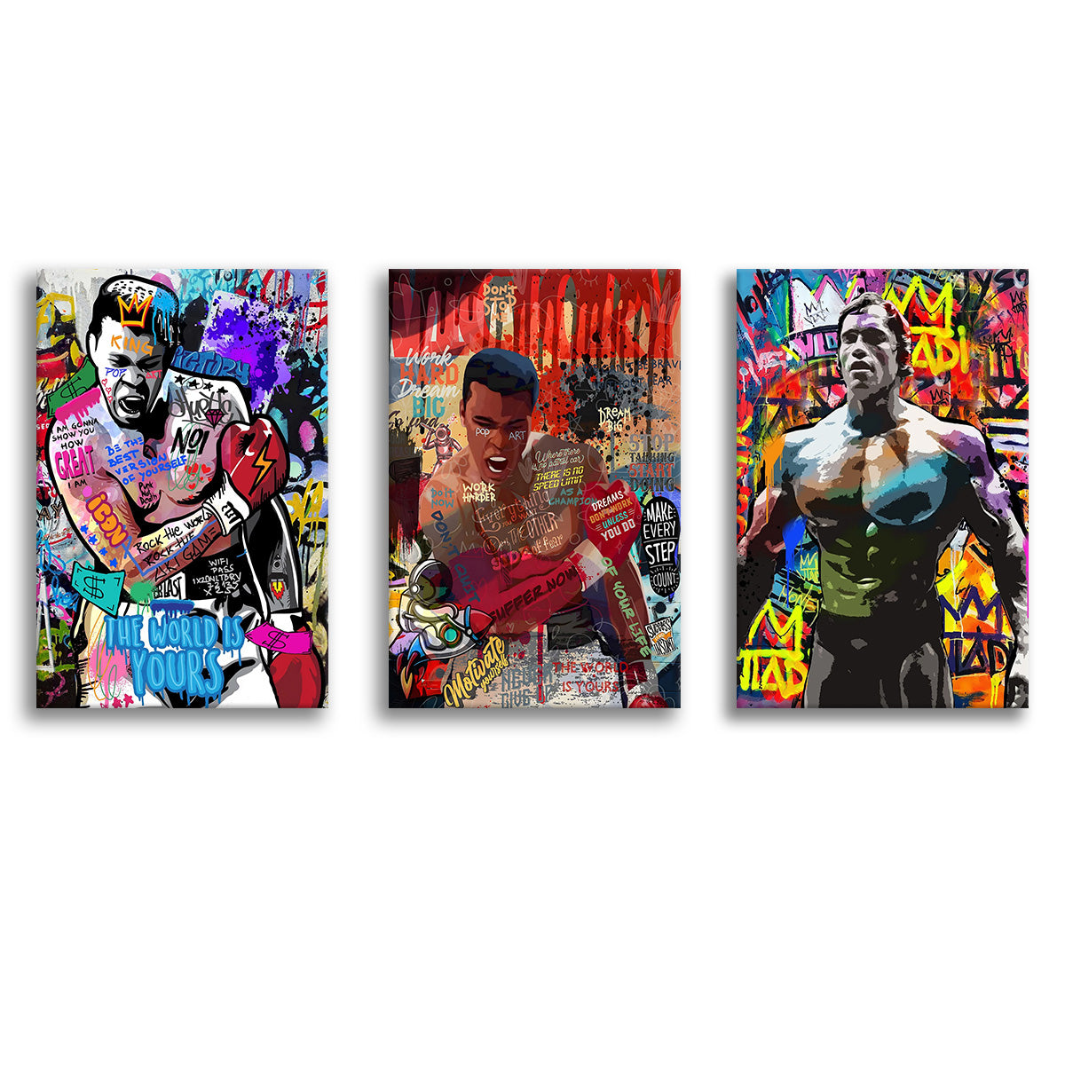 Boxing - Graffiti - Gym Motivational Wall Arts Decor Set of 3 Piece Ca ...