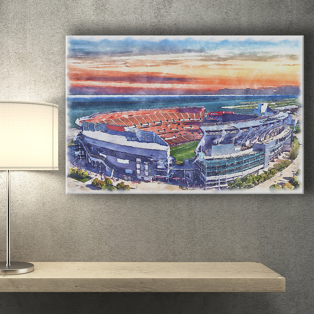 Browns Football Stadium FirstEnergy Stadium Watercolor, Sport Art Prin ...