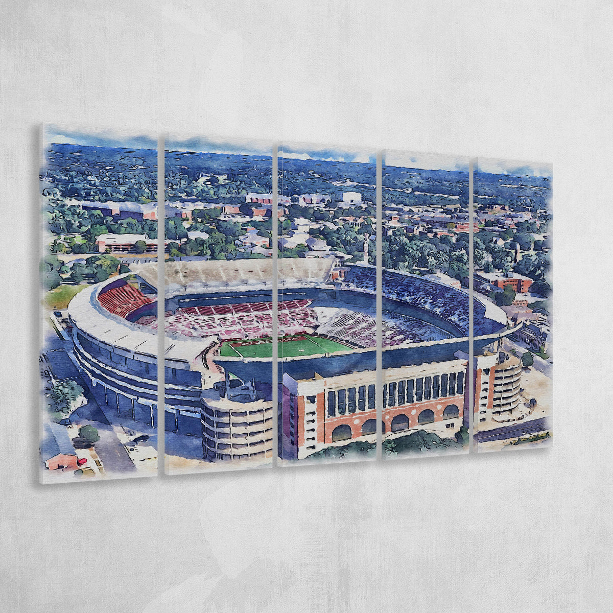 Bryant–Denny Stadium Alabama Stadium Watercolor, 5 Pieces B, Multi Pan ...