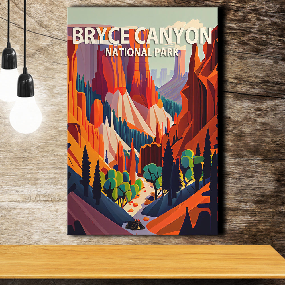 Bryce Canyon Park Retro Art Print ,City Art Print, Large Canvas, Canva ...