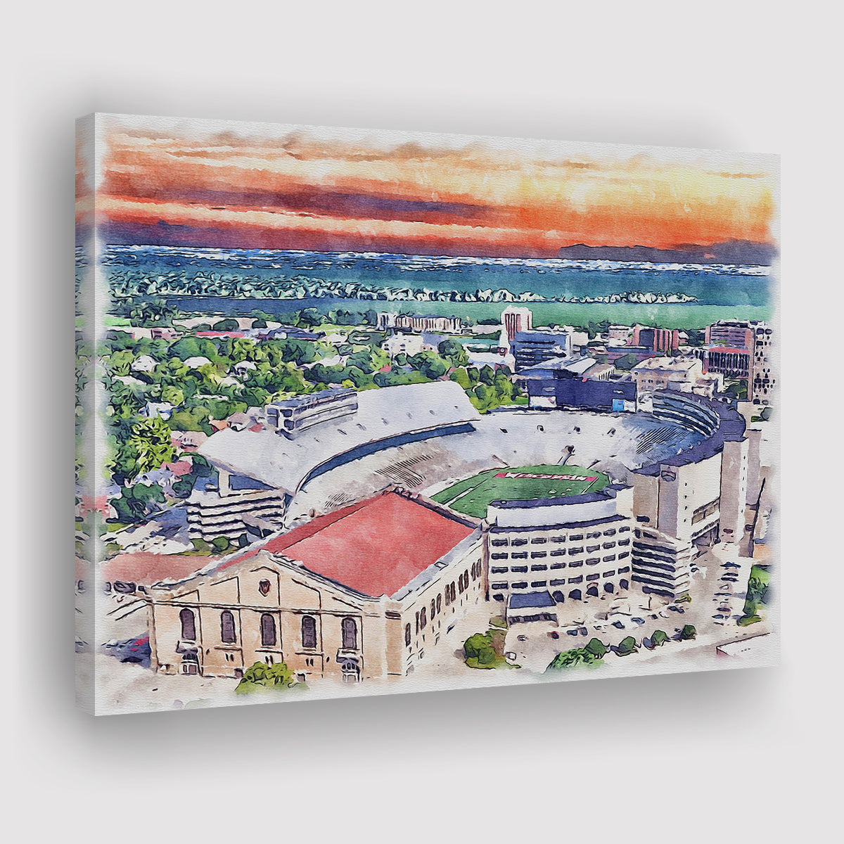 Camp Randall Stadium Wisconsin Stadium Watercolor, Sport Art Prints Fa ...