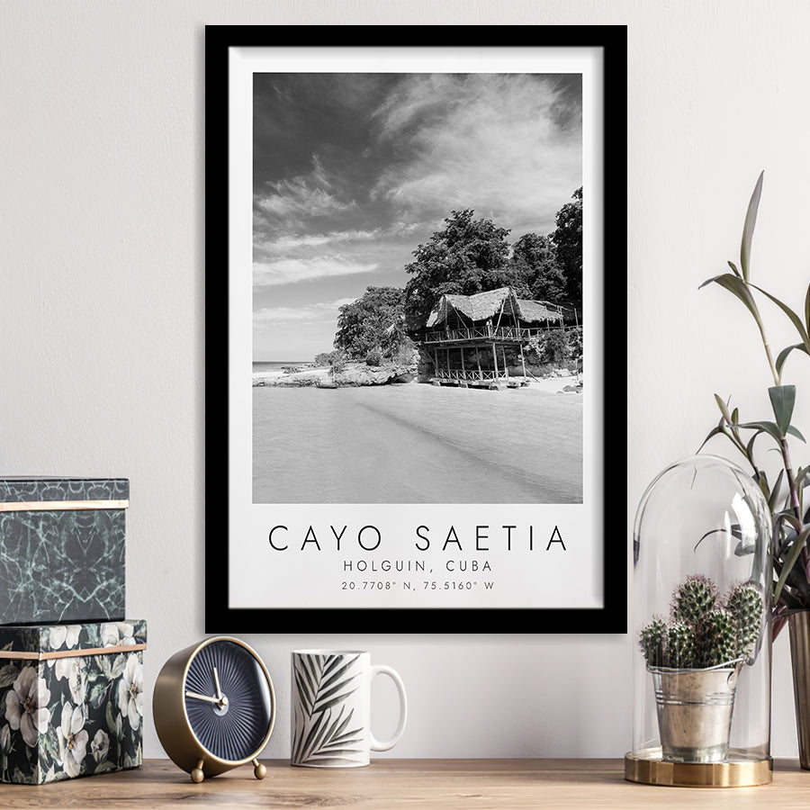 Cayo Saetia Cuba Skyline Paradise Island Black And White Art Framed Ar ...