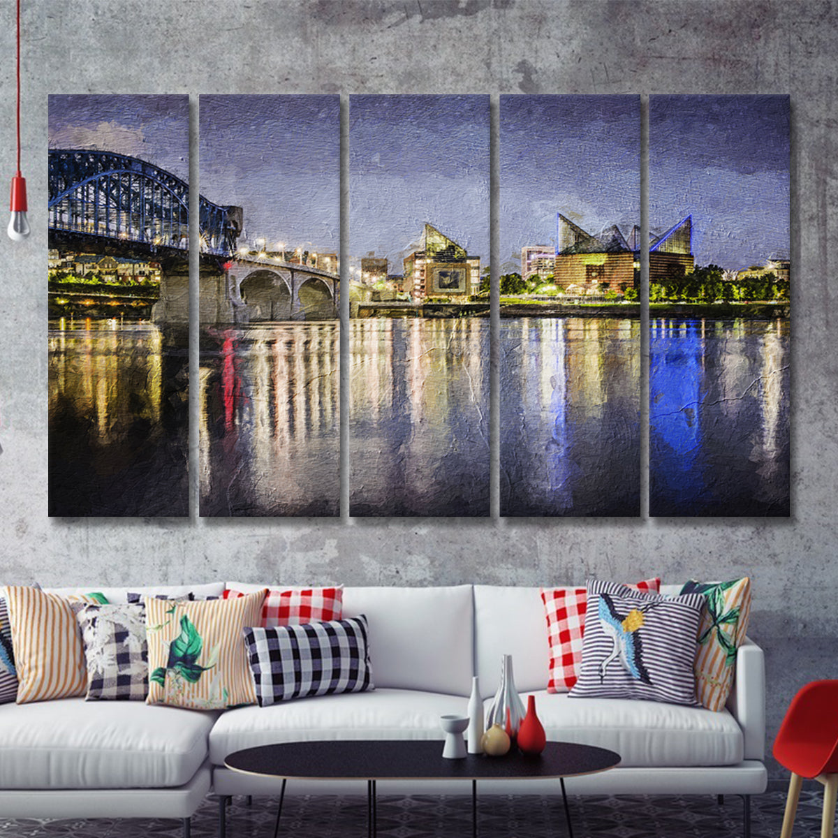 Chattanooga Cityscape 5 Piece B Canvas Prints Wall Art Decor - Paintin ...