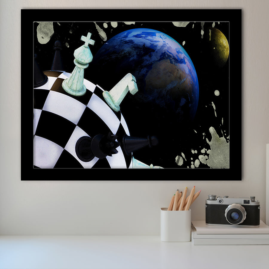 Chess Art, Chess Wall Art, Abstract Chess Painting, Framed Art Prints ...