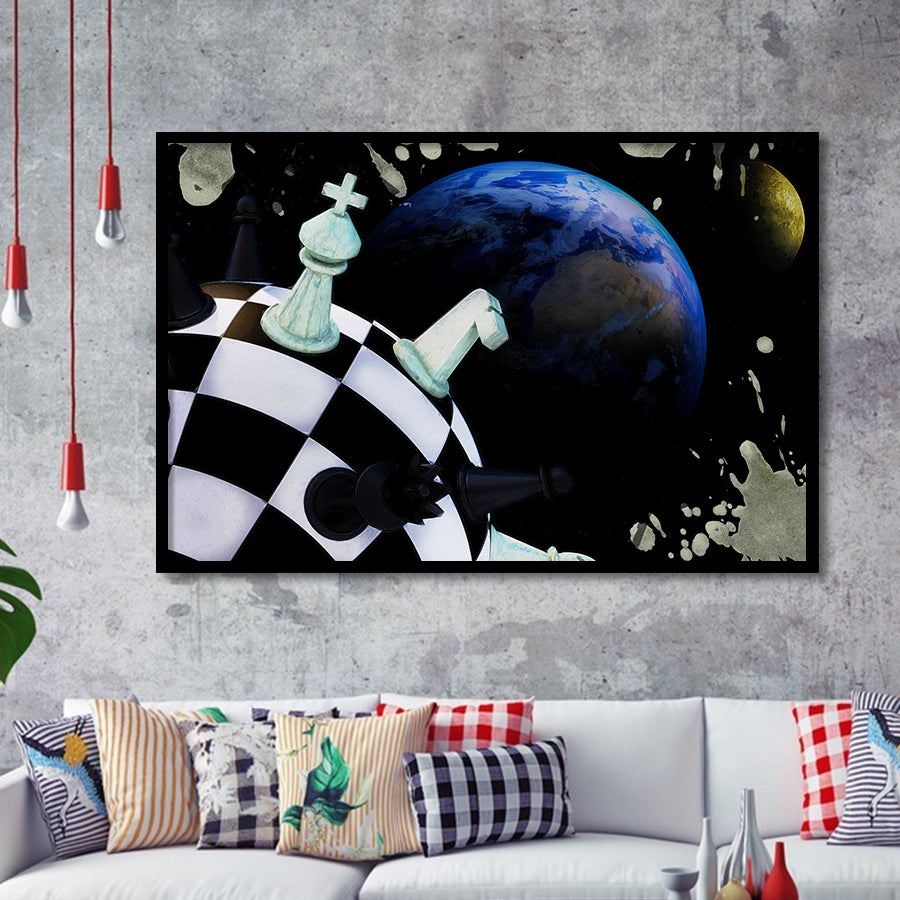 Chess Art, Chess Wall Art, Abstract Chess Painting, Framed Art Prints ...