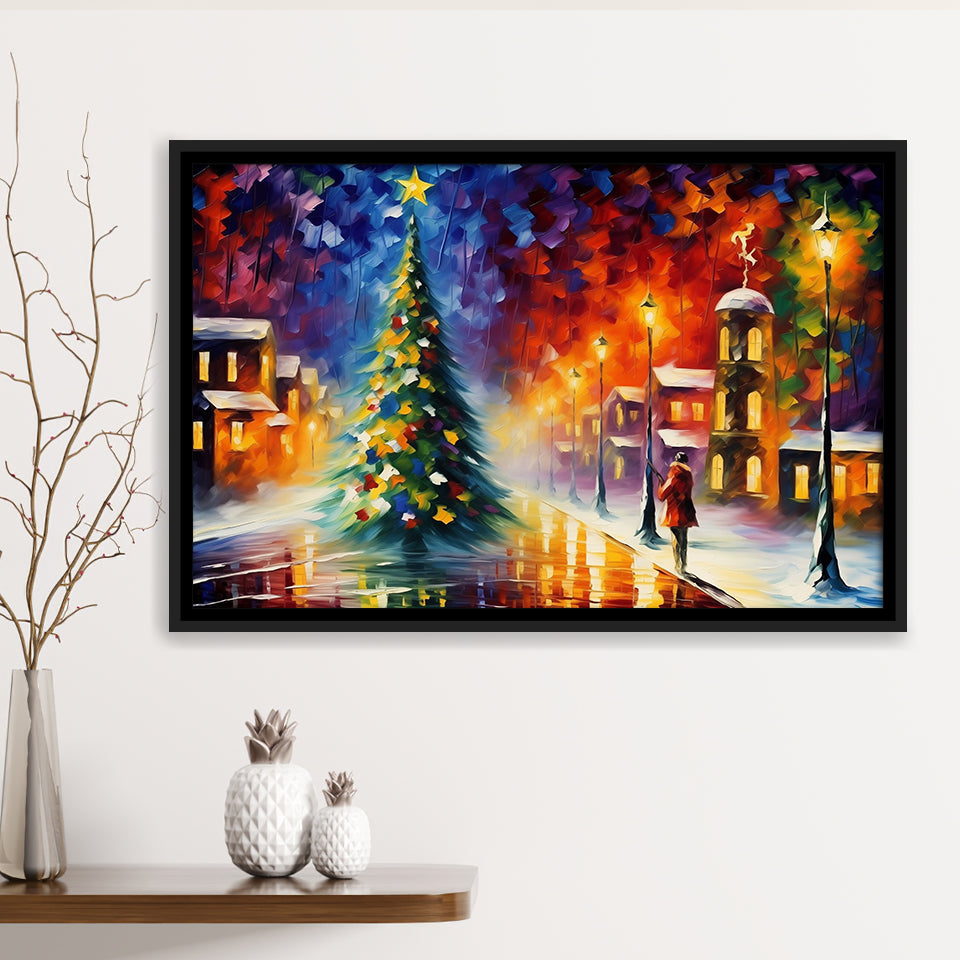 Christmas Tree Painting Colorful, Xmas Art V3, Framed Canvas Prints Wa ...