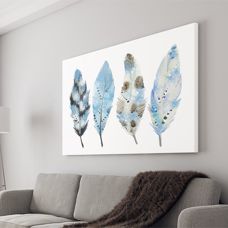 Colorful Feathers Watercolor Art Print Canvas Wall Art - Canvas Prints ...