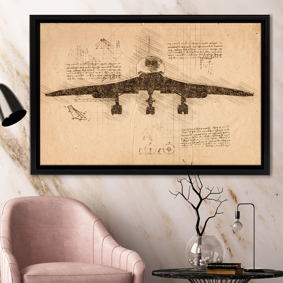 Concorde Aerodynamics Davinci Style Framed Canvas Prints - Painting Ca ...