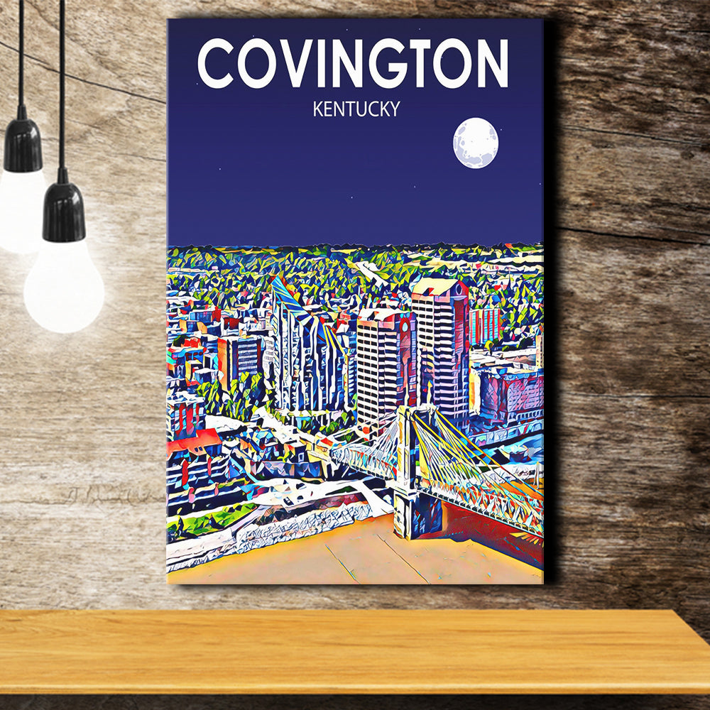 Covington KY Art Night Landscape ,City Art Print, Large Canvas, Canvas ...