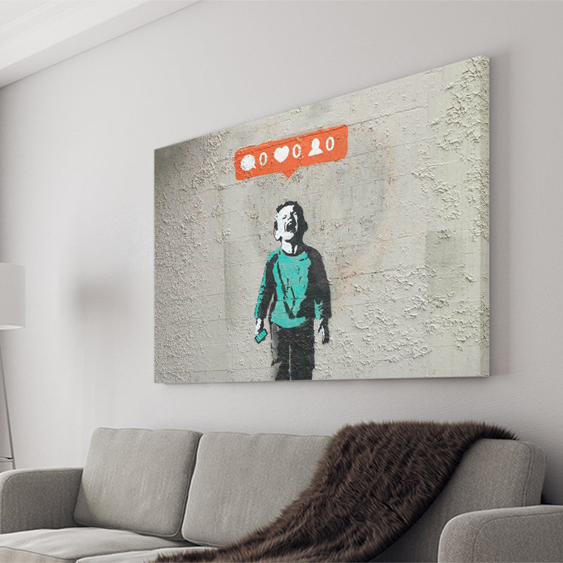 Crying Boy Nobody Likes Me Banksy Style Street Art Canvas Prints Wall ...