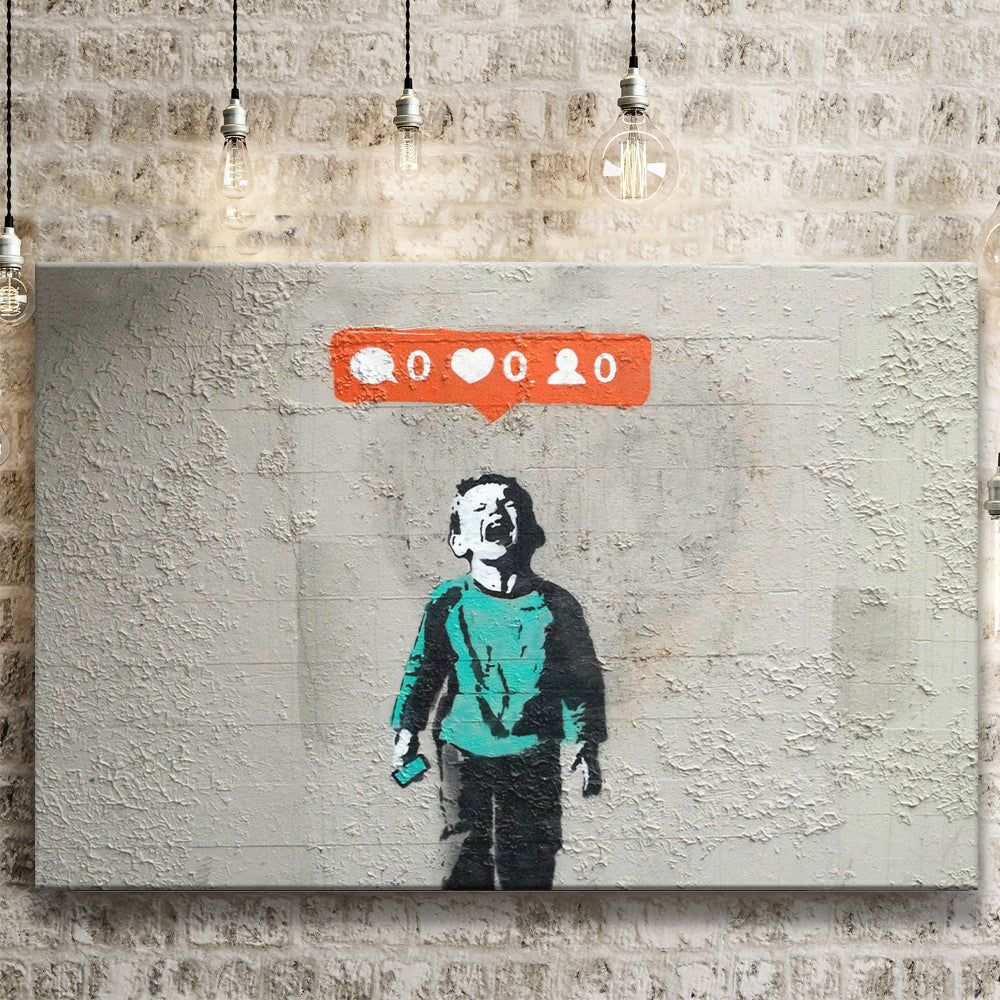 Crying Boy Nobody Likes Me Banksy Style Street Art Canvas Prints Wall ...