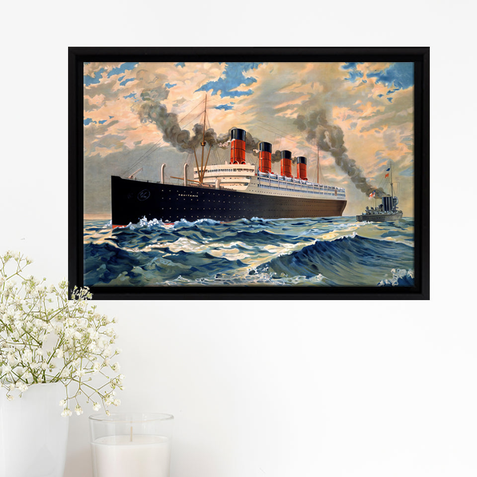 Cunard Auqatania Oceanline Aquitania Vintage Advertising Poster Framed ...