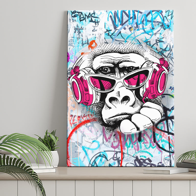 Dj Thinking Monkey Graffiti V6 Canvas Prints Wall Art Decor - Painting ...