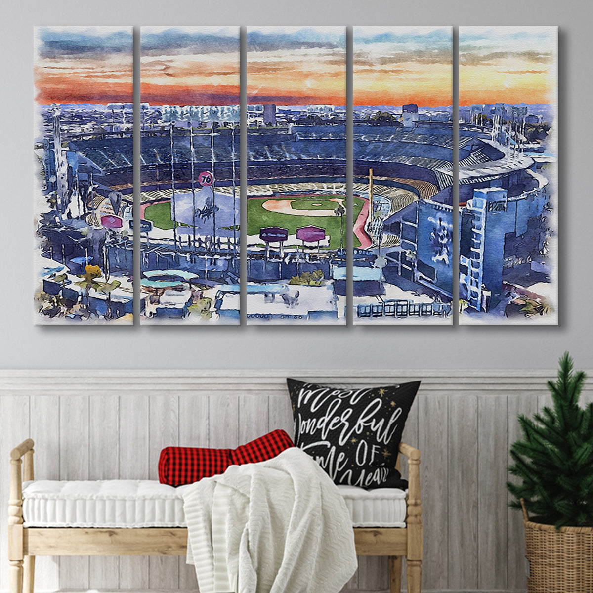 Dodger Stadium Los Angeles Dodgers Watercolor, 5 Pieces B, Multi Panel ...