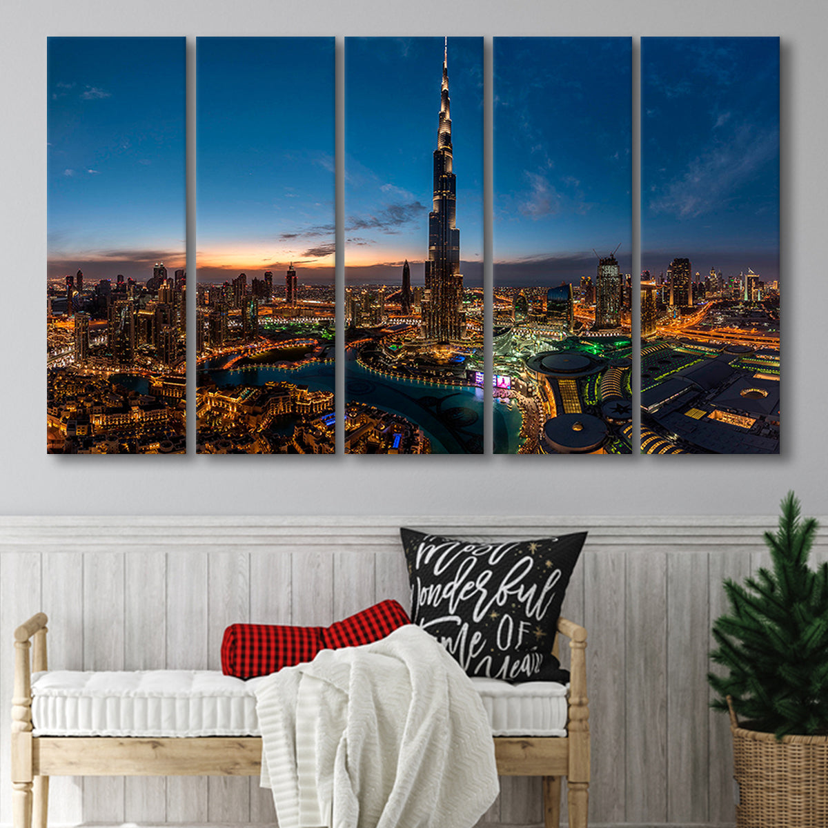 Dubai Cityscape 5 Piece B Canvas Prints Wall Art, Multi Panels,Large C ...