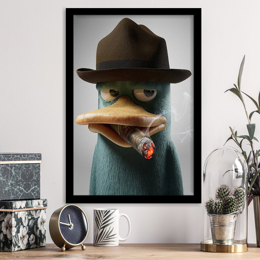 Duck With Hat Smooking Cigar Framed Art Print Wall Art Decor,Framed Pi ...