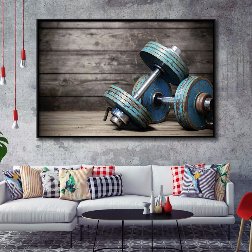 Dumbbells Framed Canvas Prints Wall Art Decor - Painting Canvas, Art P ...