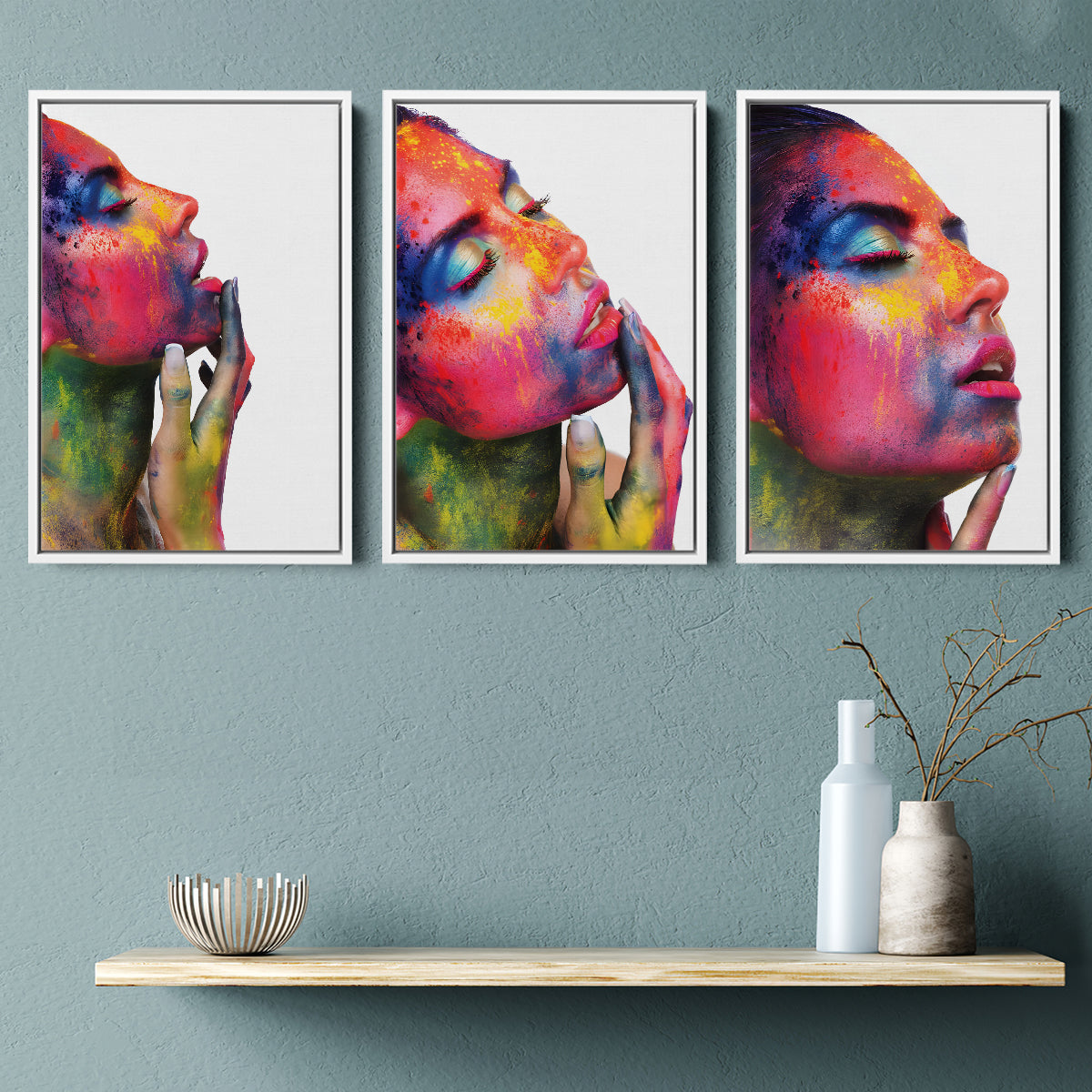 Ecstasy Body Painting Set of 3 Piece Framed Canvas Prints Wall Art Dec ...