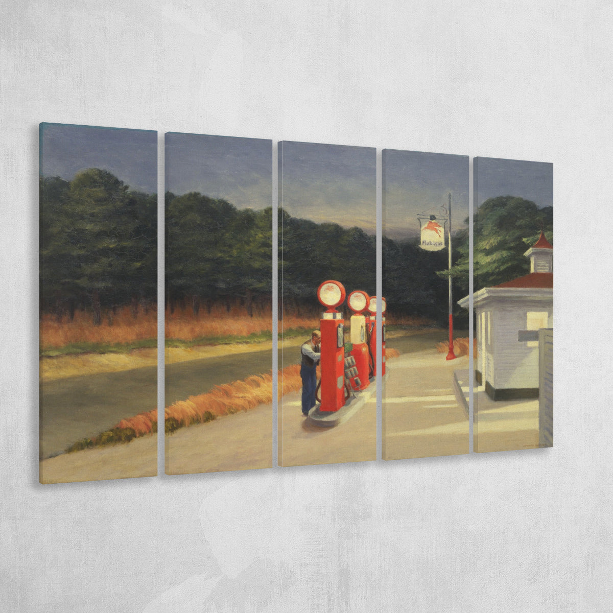 Edward Hopper Gas 1940 Painting Art, 5 Panel B Canvas Prints Wall Art ...