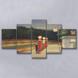 Edward Hopper Gas 1940 Painting Art, 5 Panel Canvas Prints Wall Art,Mi ...