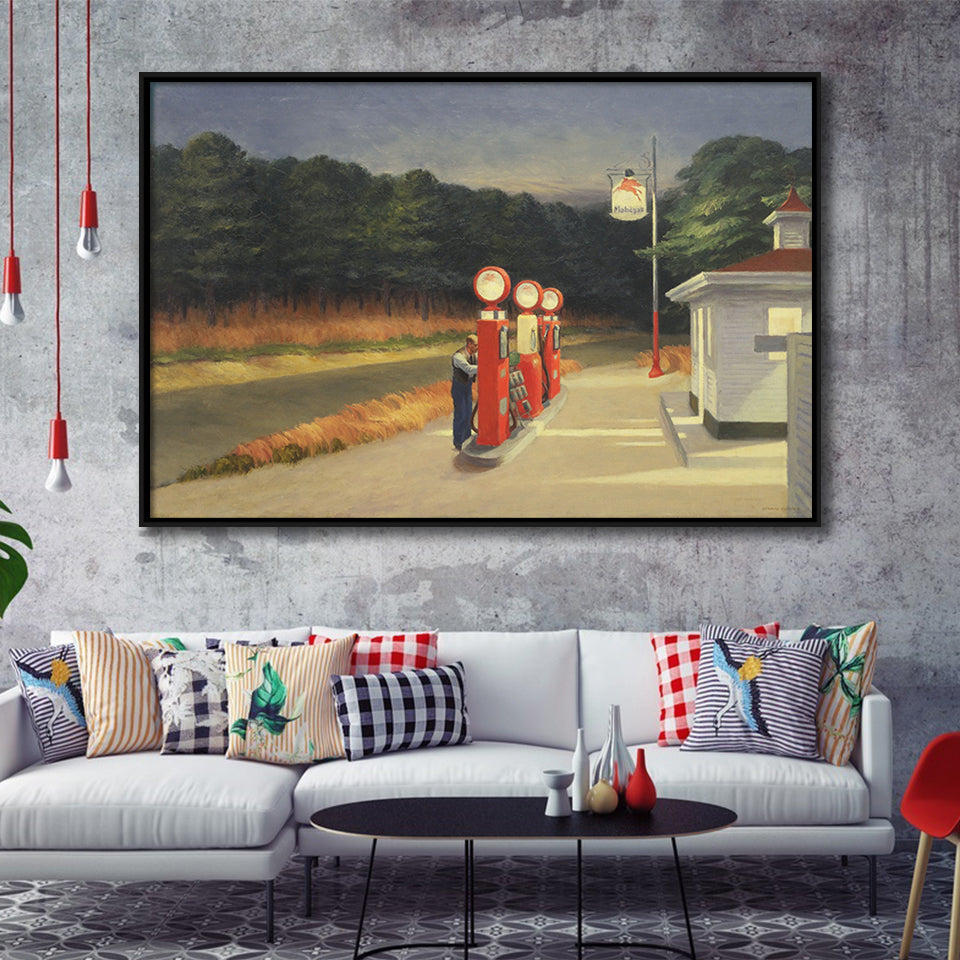 Edward Hopper Gas 1940 Painting Art Framed Canvas Prints Wall Art, Flo ...
