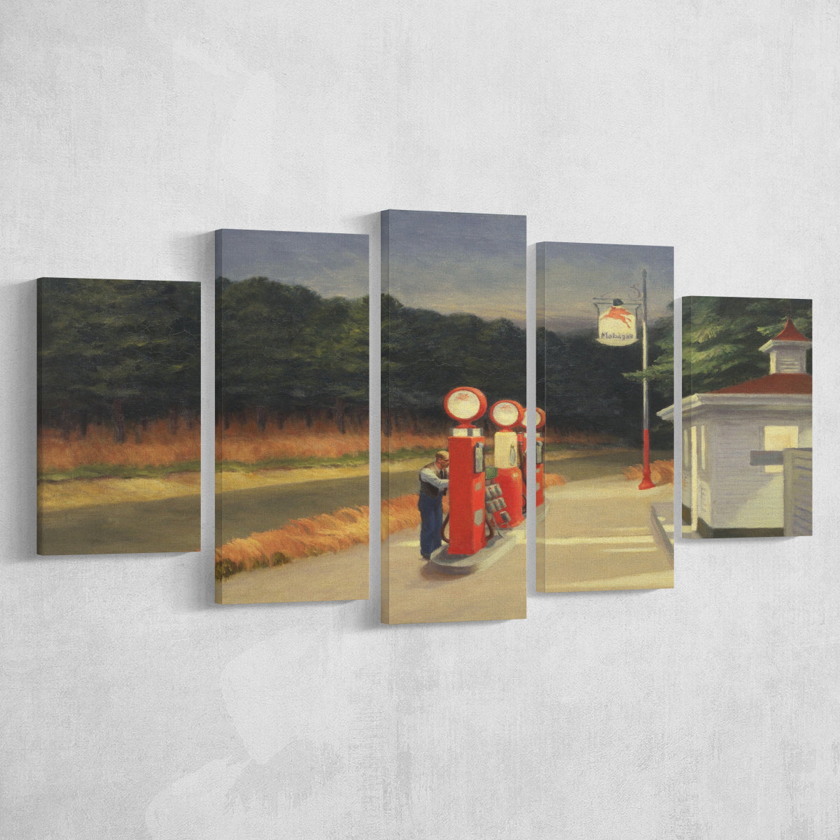 Edward Hopper Gas 1940 Painting Art, 5 Panel Canvas Prints Wall Art,Mi ...
