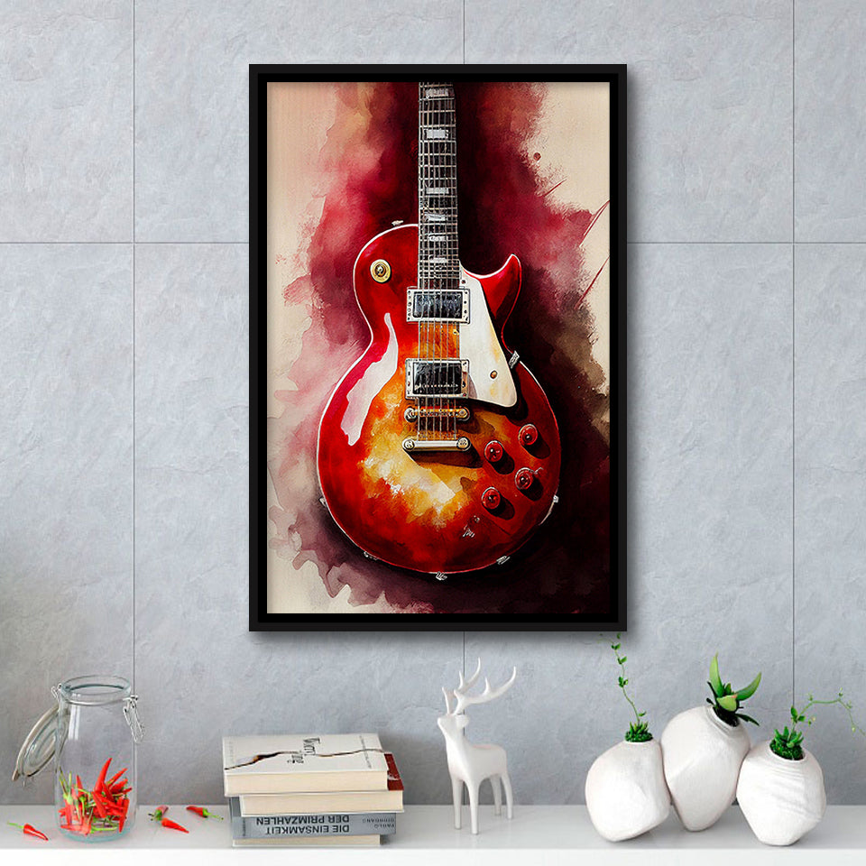 Electric Guitar Music Room Painting Art V1 Framed Canvas Prints Wall A ...