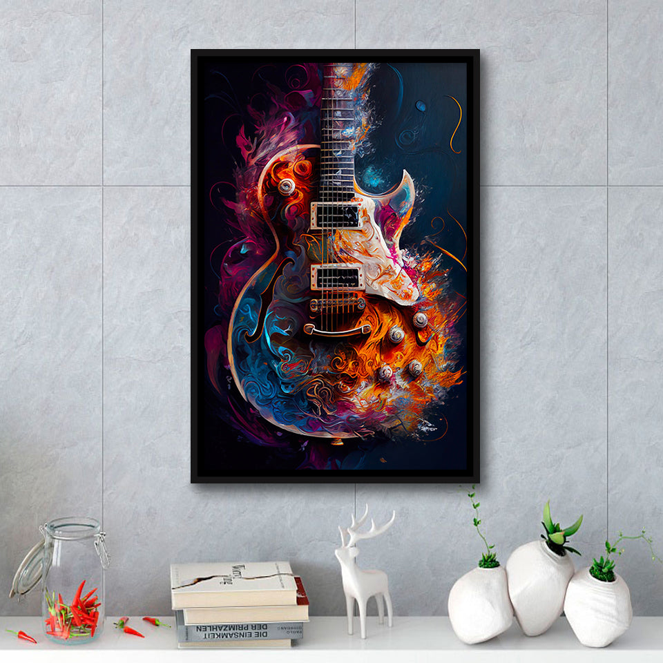Electric Guitar Music Room Painting Art V3 Framed Canvas Prints Wall A ...