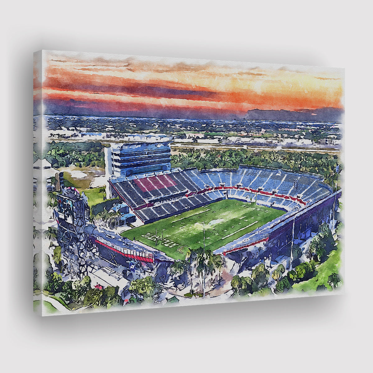 FAU Stadium Florida Atlantic Stadium Watercolor, Sport Art Prints Fan ...