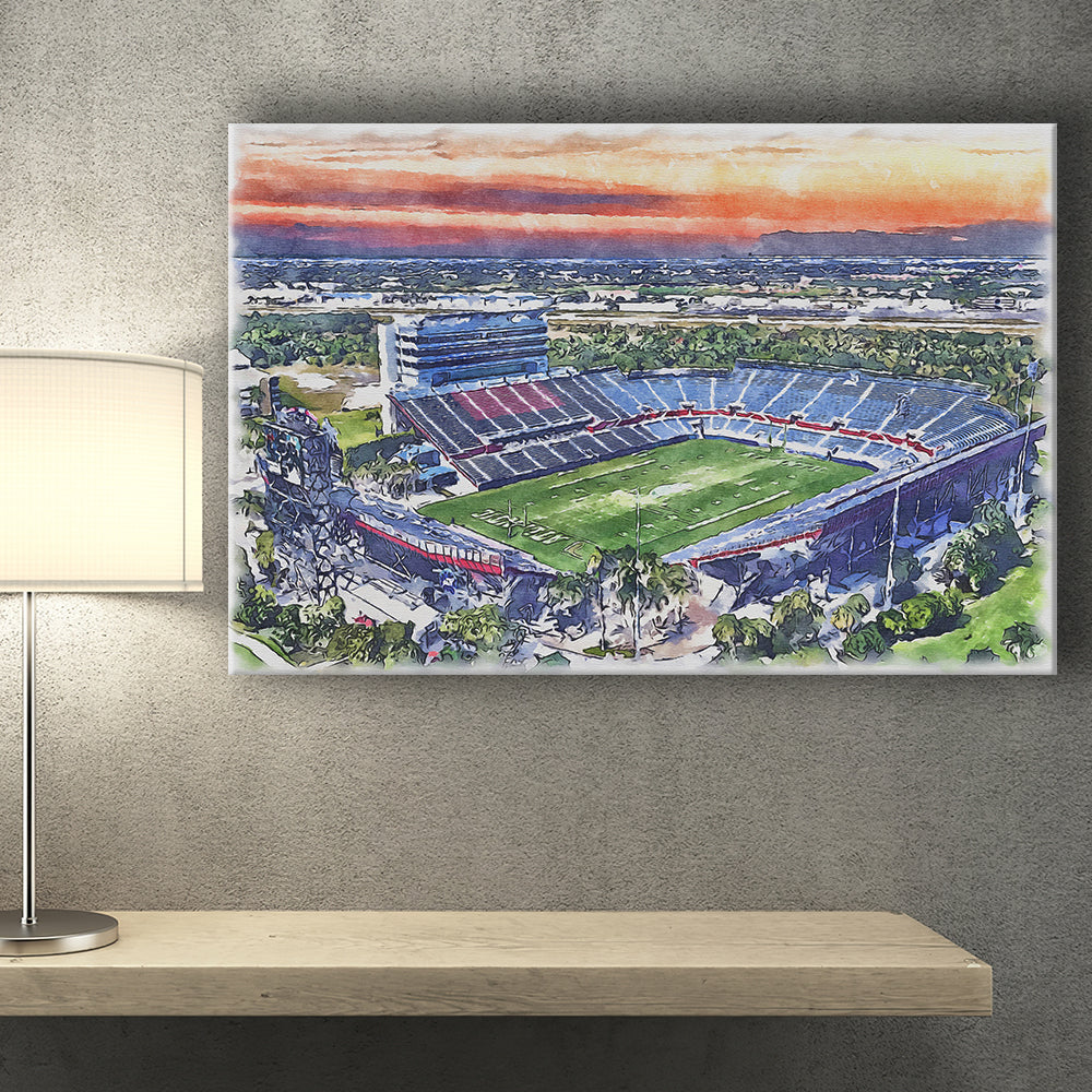 FAU Stadium Florida Atlantic Stadium Watercolor, Sport Art Prints Fan ...