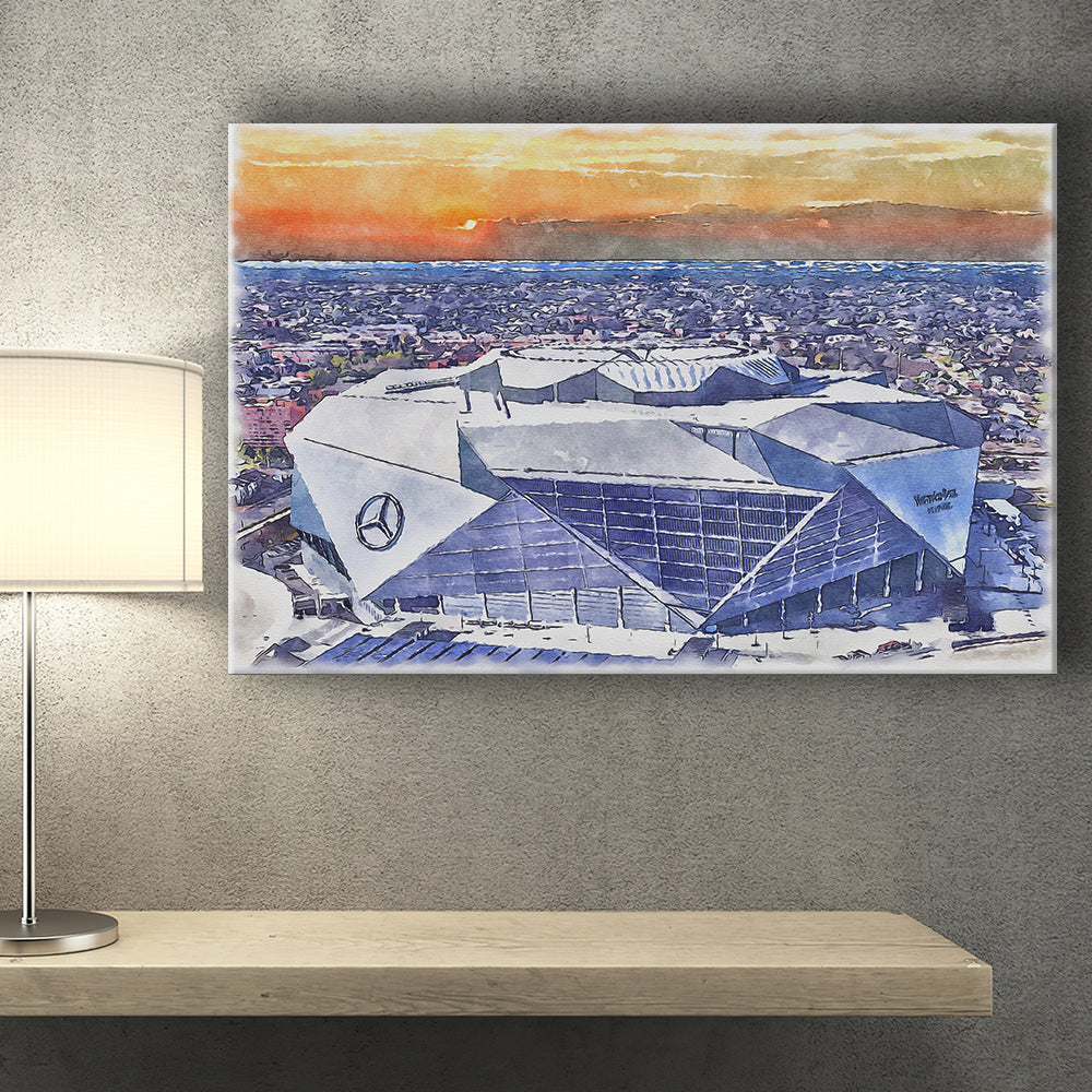 Falcons Stadium Watercolor, Sport Art Prints Fan Gift, Canvas Prints W ...