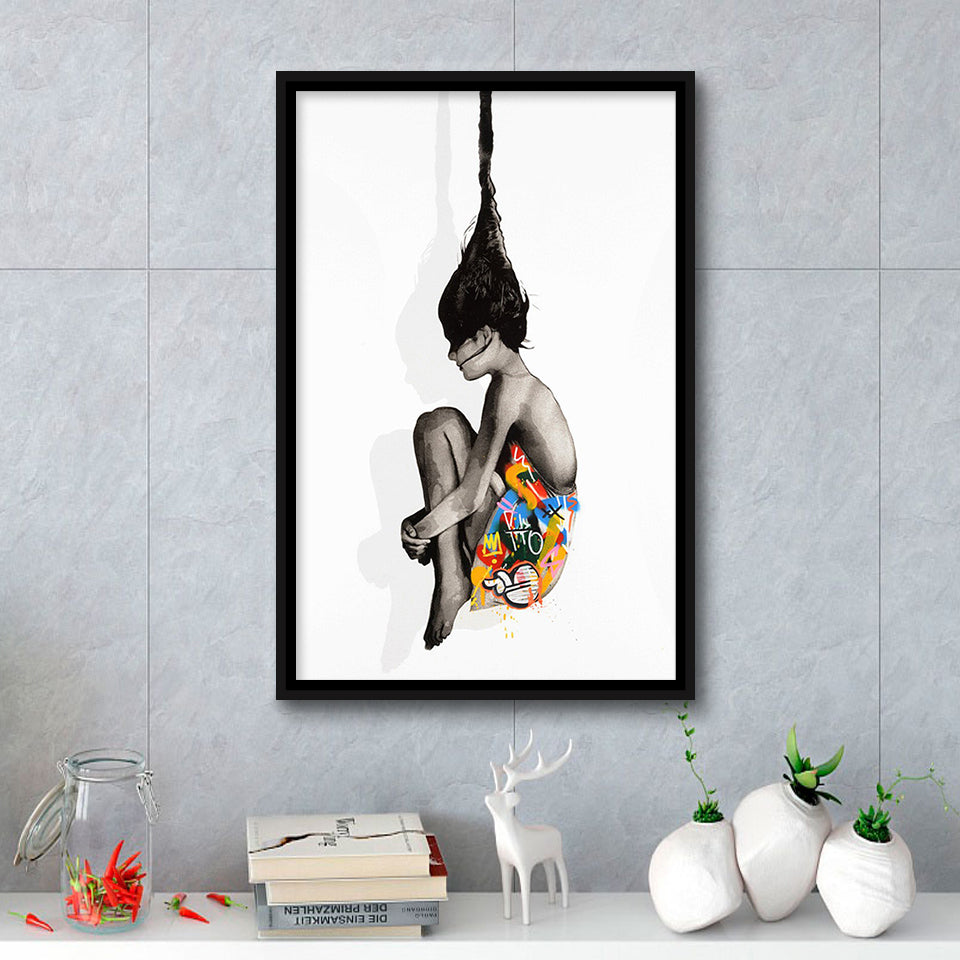 Falling Out Of Consciousness Graffiti Art, Framed Canvas Prints Wall A ...