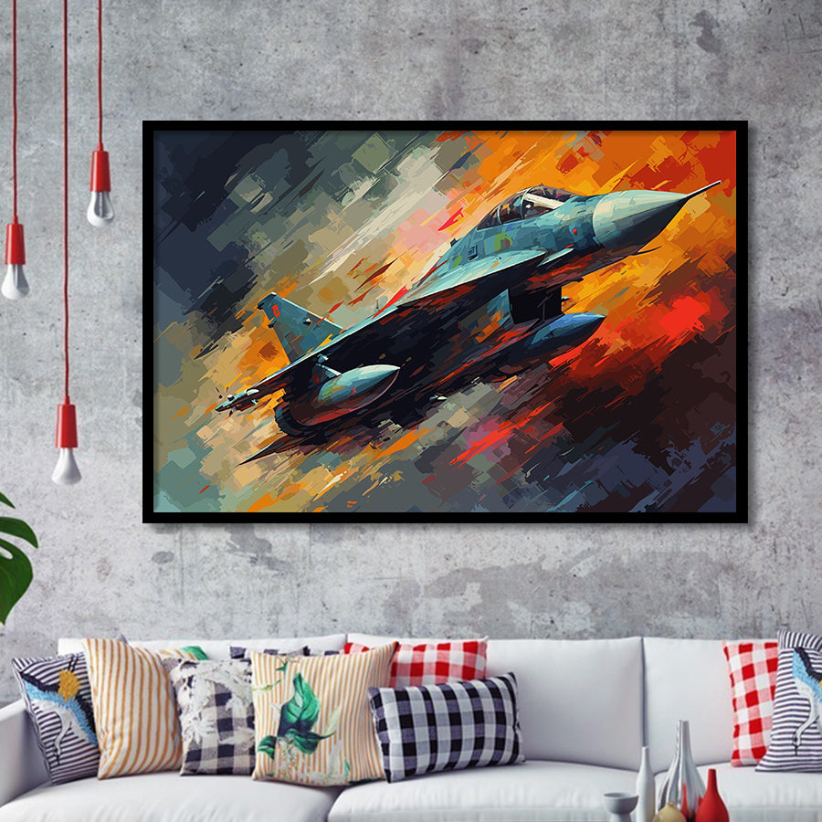 Fighter Jet Wall Art, Aviation Military Painting Art Framed Art Prints ...