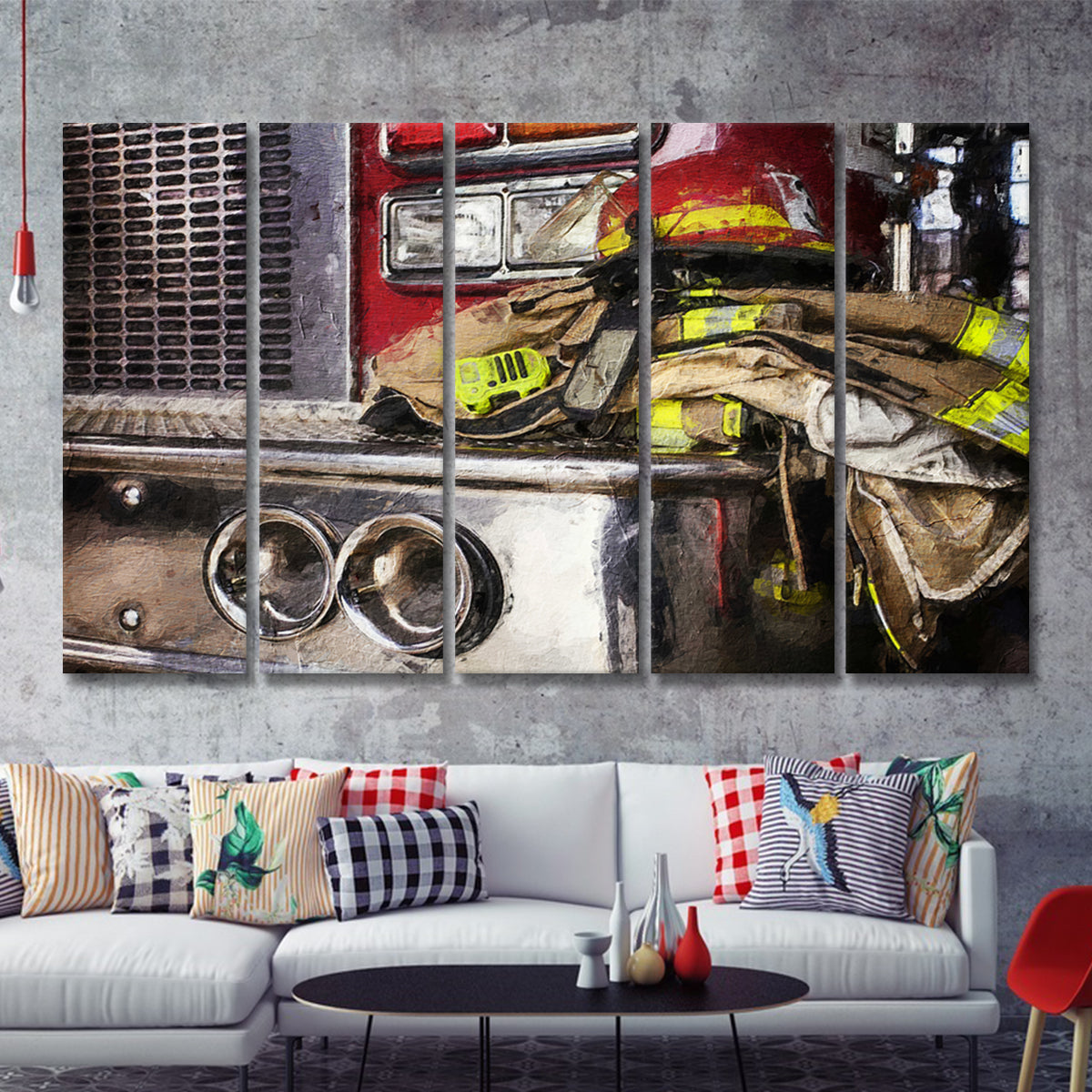 Firefighter Original Fireman Uniform Modern Art for Office 5 Piece B C ...