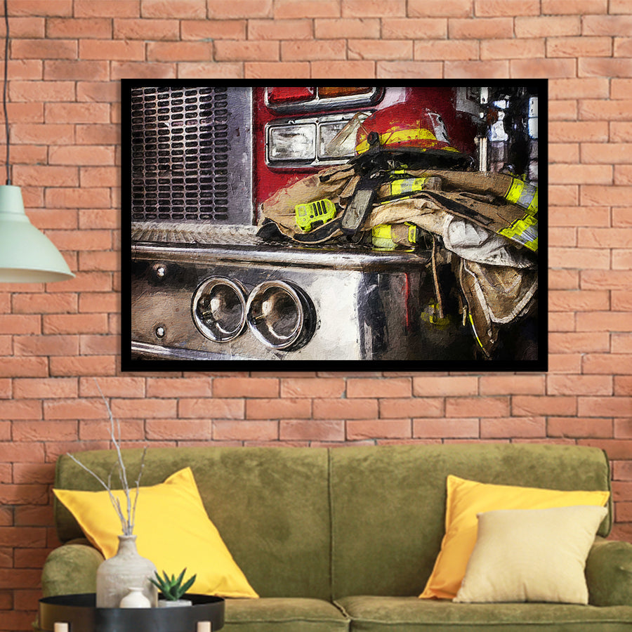 Firefighter Original Fireman Uniform Modern Art for Office Truck Frame ...