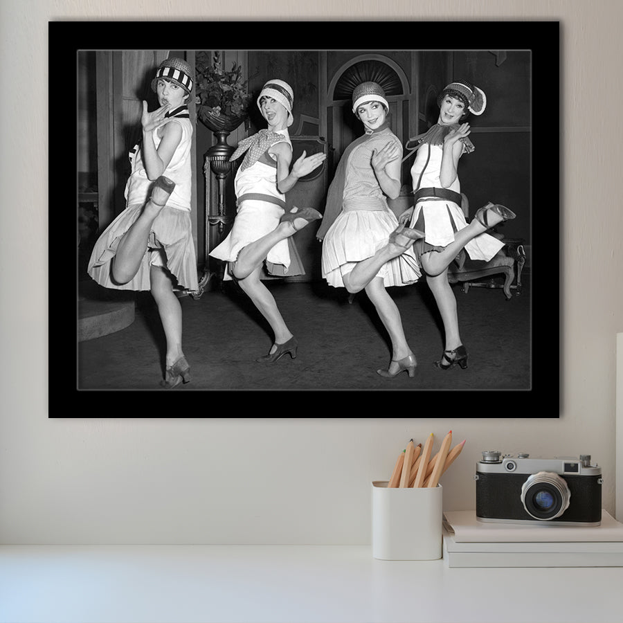 Flapper Girls Dancing The Charleston Black And White Print, Roaring Tw ...