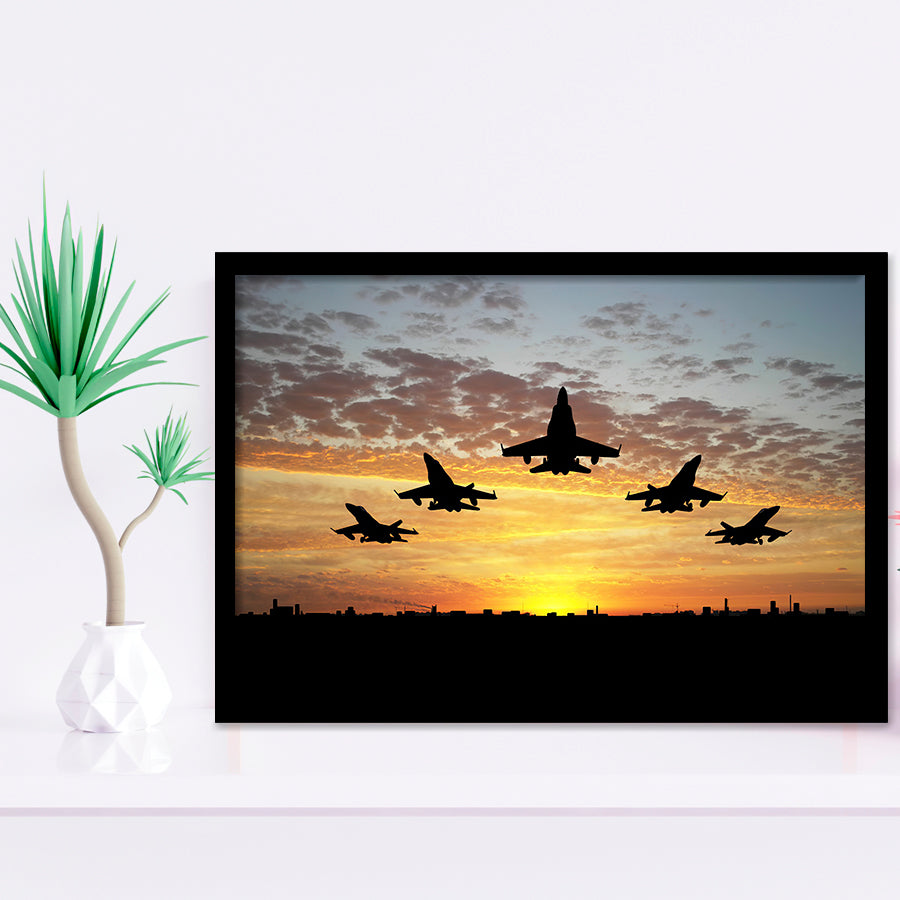 Flying Airplanes Sunset Framed Art Prints Wall Decor - Painting Art, B ...