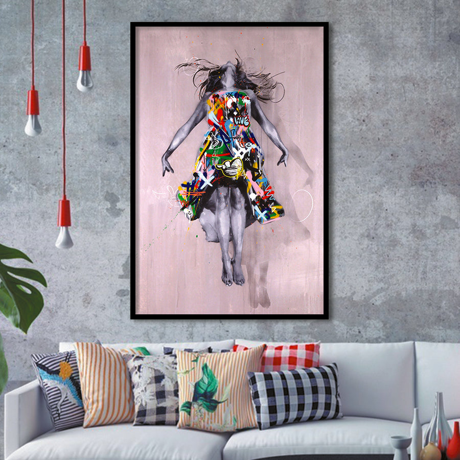 Flying In The Sky Street Art Graffiti, Framed Art Prints Wall Art Home ...