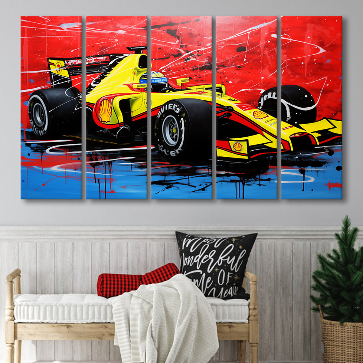 Formula One Art Grand Prix Colorful Acrylic Painting V1,5 Panel Extra ...
