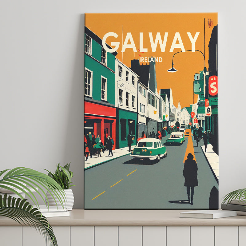 Galway Ireland Retro Art Print ,City Art Print, Large Canvas, Canvas P ...