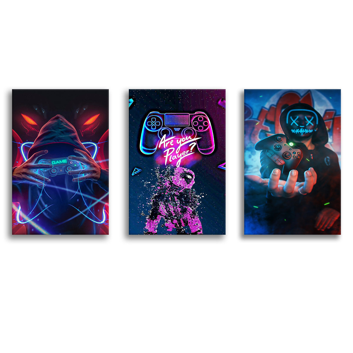 Game Handle Controller Pop Art Canvas Painting Set of 3 Piece Canvas P ...