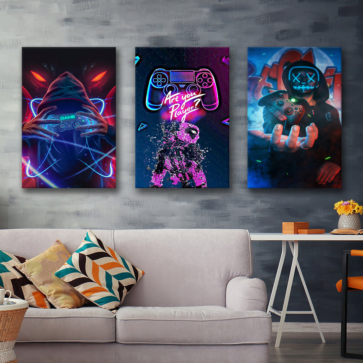 Game Handle Controller Pop Art Canvas Painting Set of 3 Piece Canvas P ...