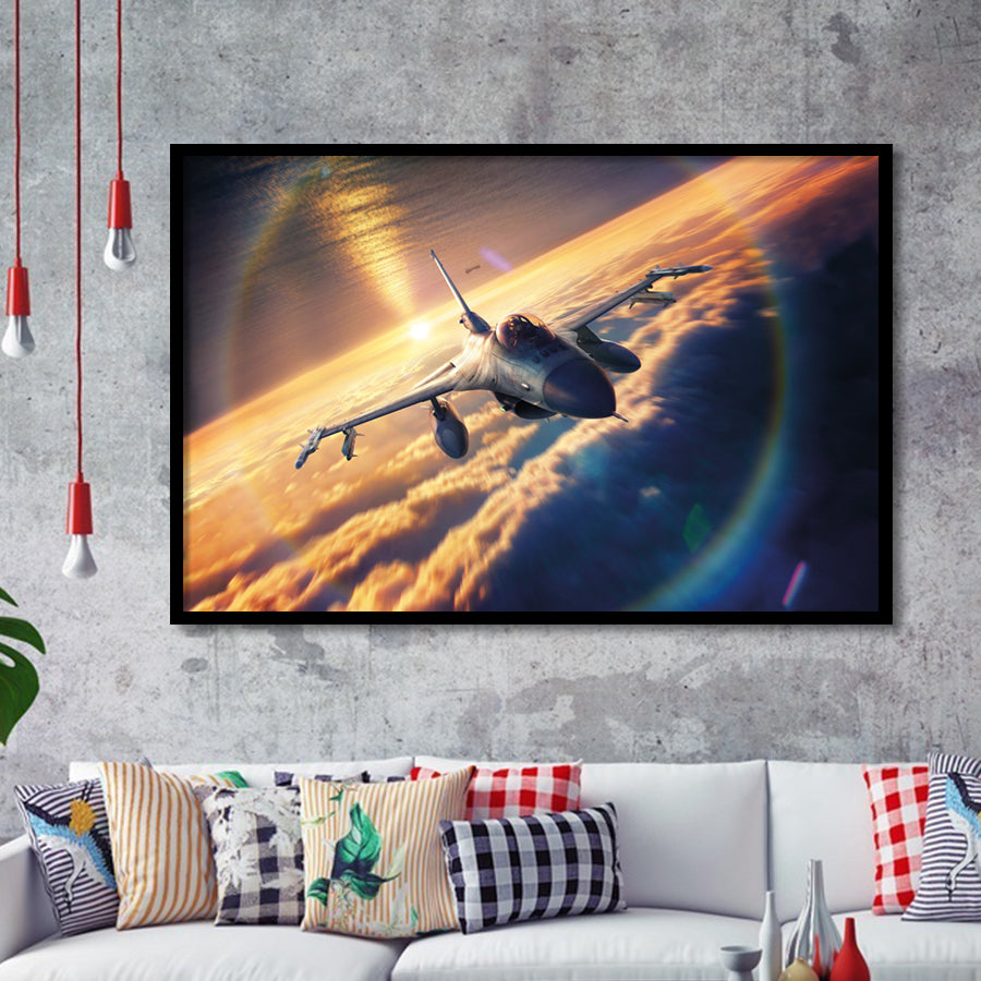 General Dynamics F 16 Fighting Falcon Fly Framed Art Prints Wall Decor ...