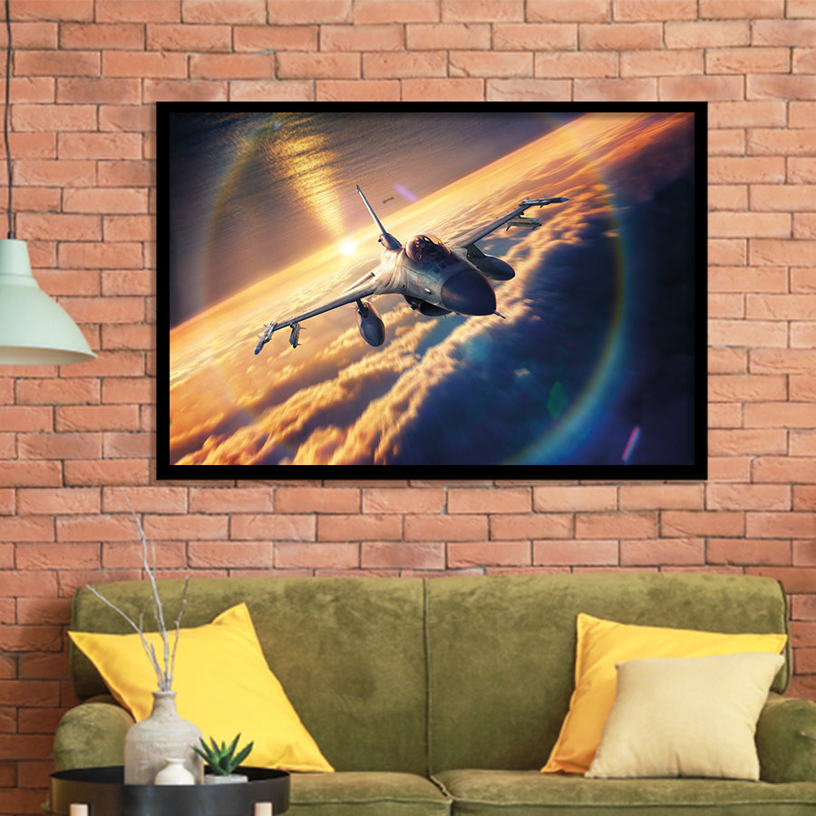 General Dynamics F 16 Fighting Falcon Fly Framed Art Prints Wall Decor ...