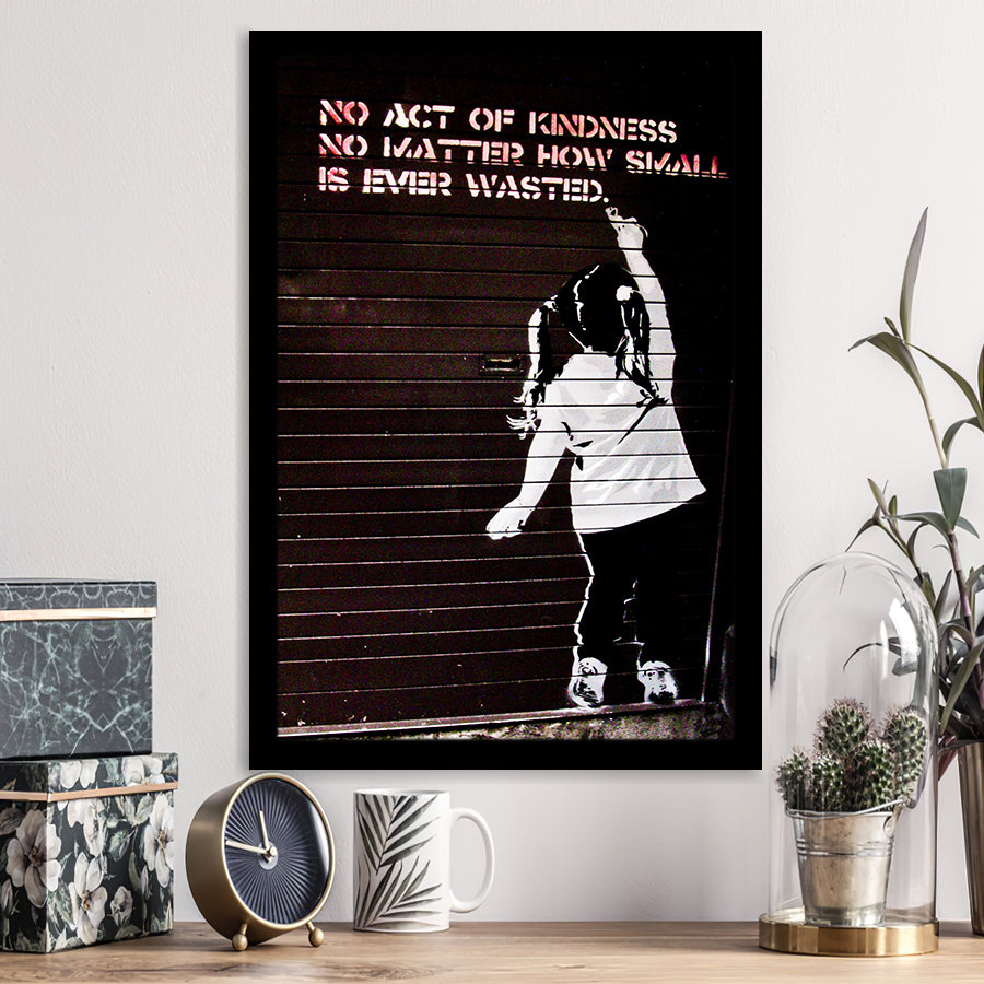 Girl Writing No Act Of Kindness Street Art Framed Art Prints Wall Deco ...