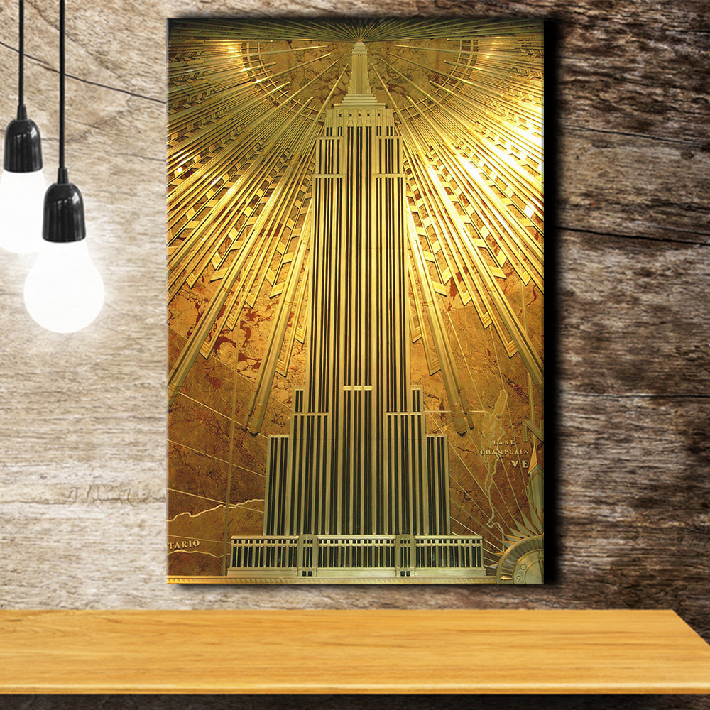 Gold Empire State Building Canvas Prints Wall Art - Painting Canvas, H ...