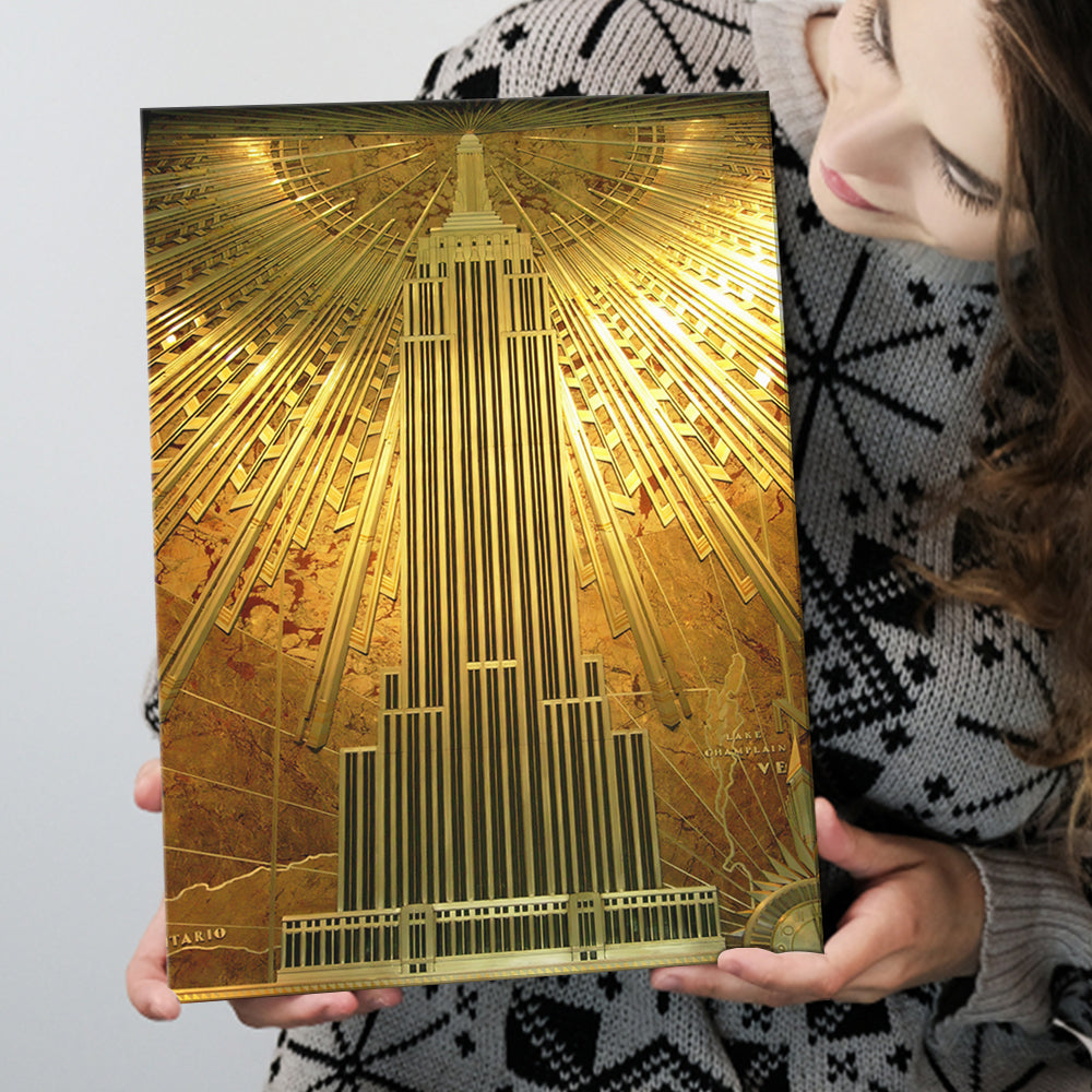 Gold Empire State Building Canvas Prints Wall Art - Painting Canvas, H ...