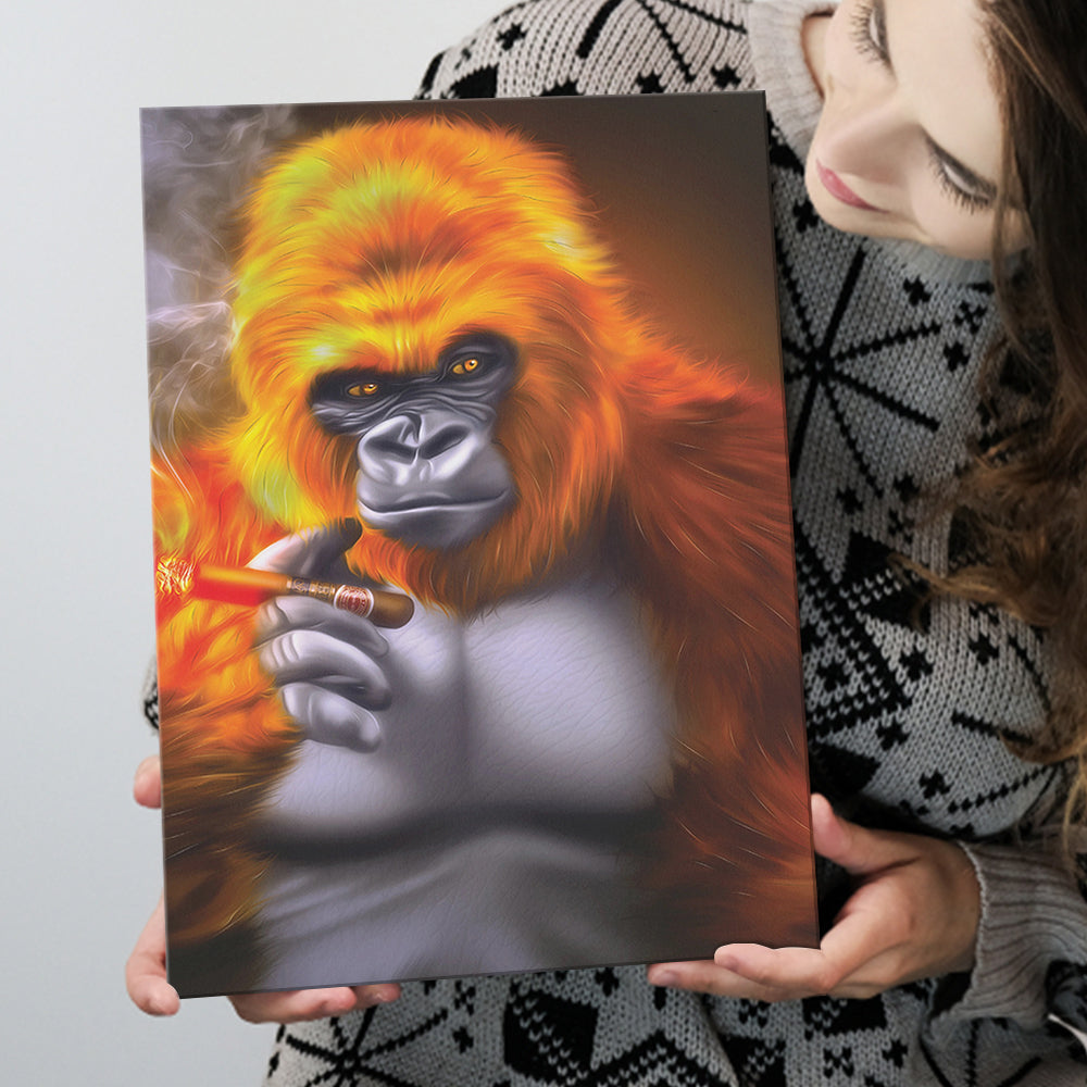 Gorilla Smoking Cigar, Canvas Prints Wall Art Home Decor, Ready to Han ...