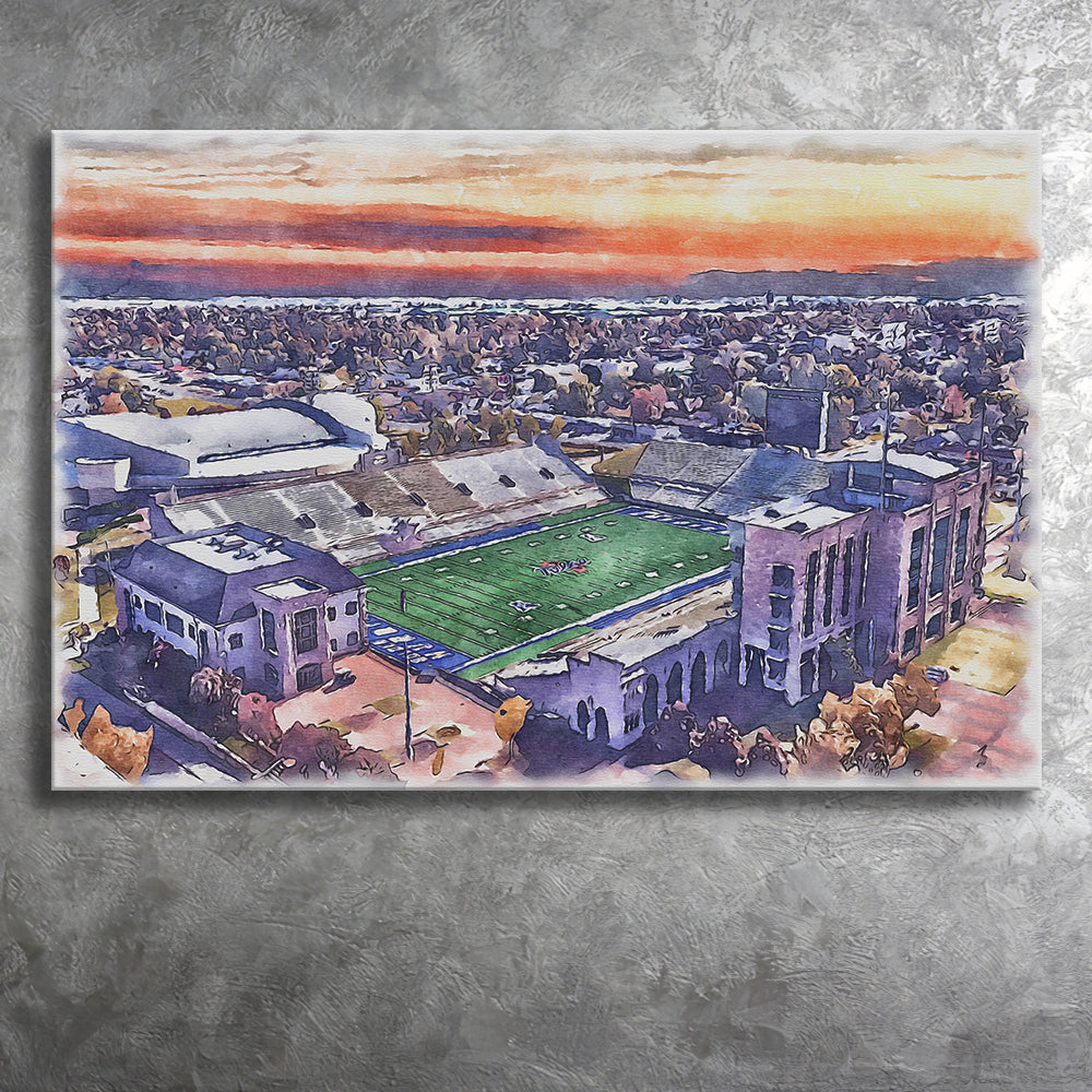H A Chapman Stadium Tulsa Football Stadium Watercolor, Sport Art Print ...