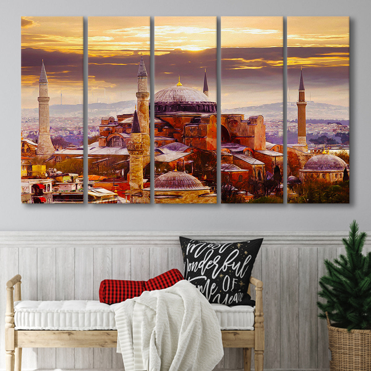 Hagia Sophia Holy Grand Mosque in Istanbul 5 Piece B Canvas Prints Wal ...